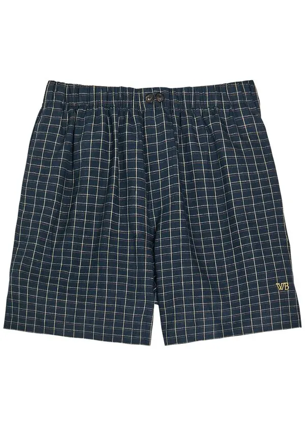 WALES BONNER Checked Stretch-linen Shorts - Multicoloured 1