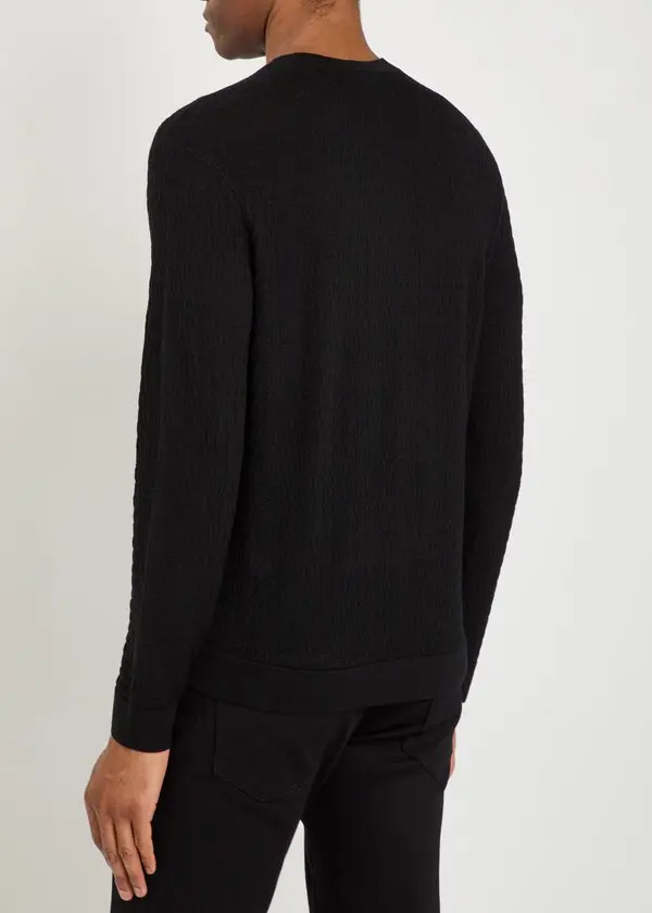 Emporio Armani Logo-weave Fine-knit Wool Jumper