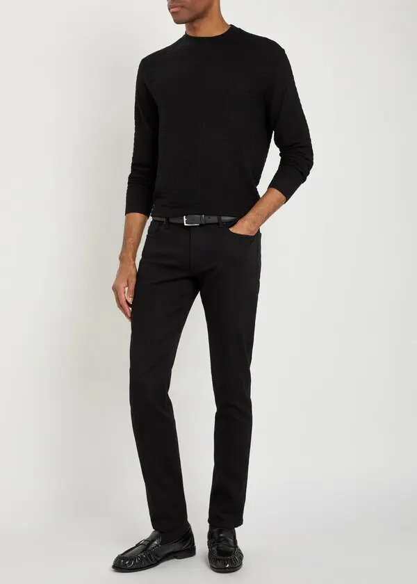 Emporio Armani Logo-weave Fine-knit Wool Jumper