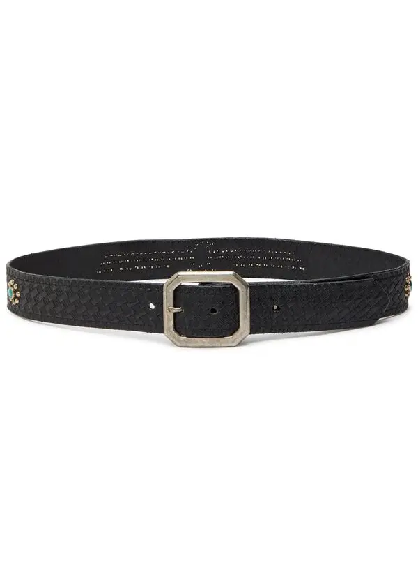 CHERRY LOS ANGELES Studded Eagle Leather Belt - Black