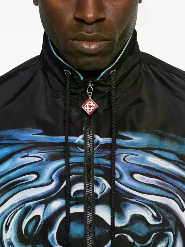Casablanca Graphic Print Zip-up Jacket With Drawstring Hem