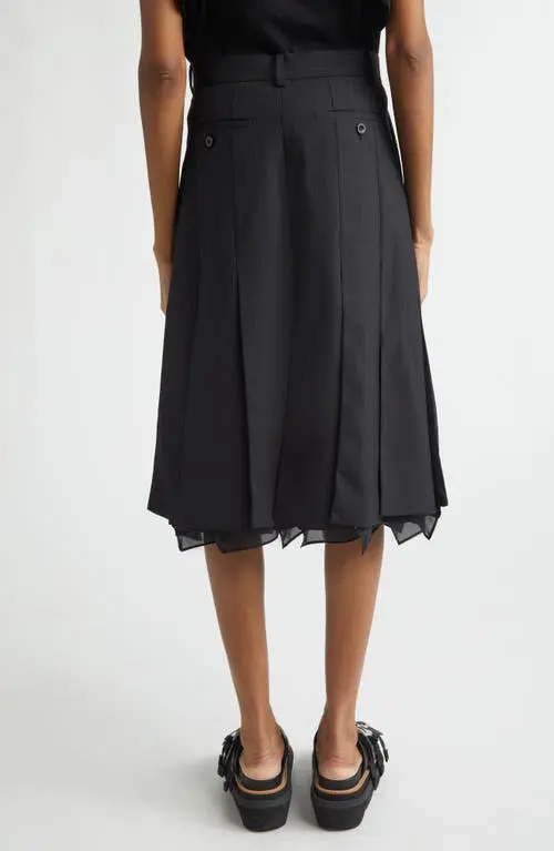Sacai Mixed Media Pinstriped Skirt