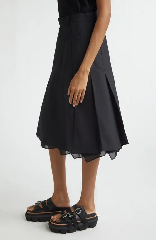 Sacai Mixed Media Pinstriped Skirt