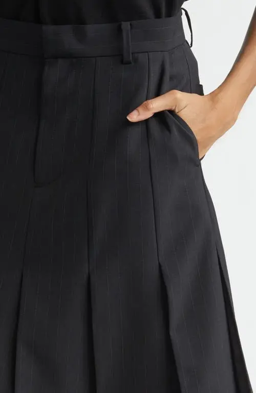 Sacai Mixed Media Pinstriped Skirt