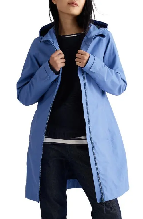 SEASALT CORNWALL Coverack Waterproof Organic Cotton Blend Raincoat With Removable Hood - Bluebell
