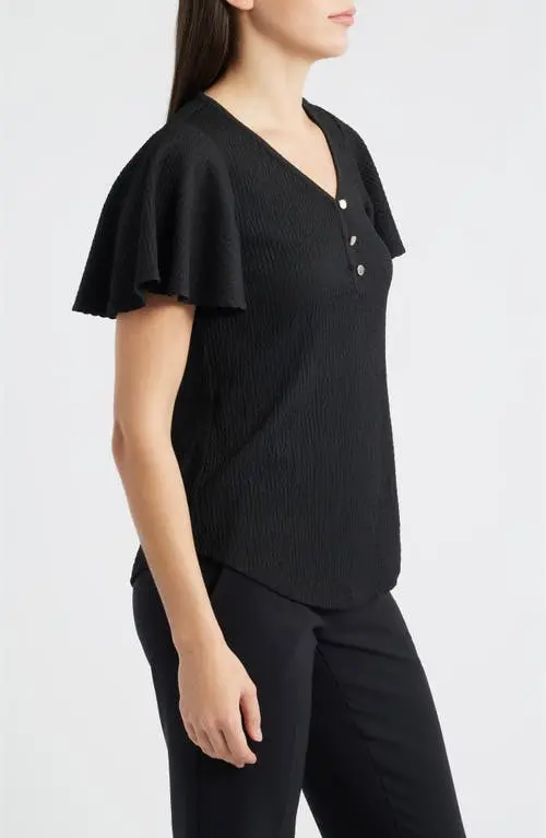 Anne Klein Short Flutter Sleeve Top