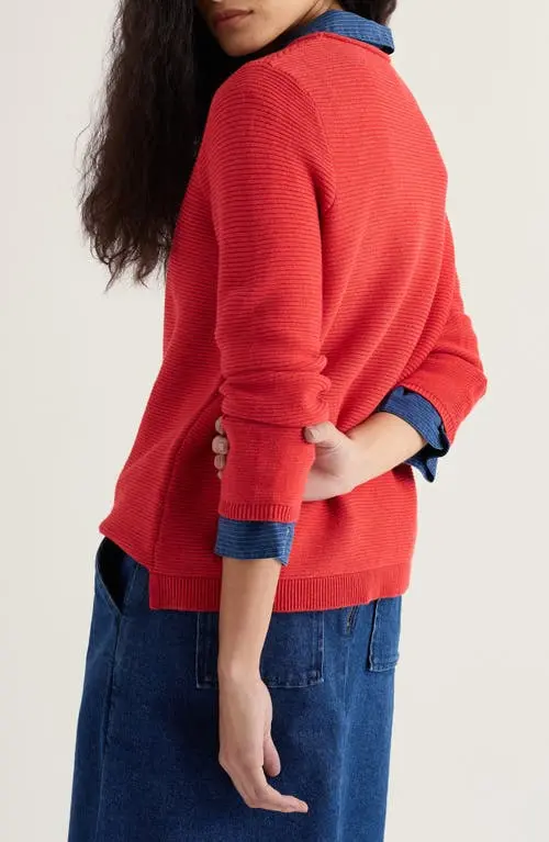SEASALT CORNWALL Makers Rib Organic & Recycled Cotton Sweater - Tomato