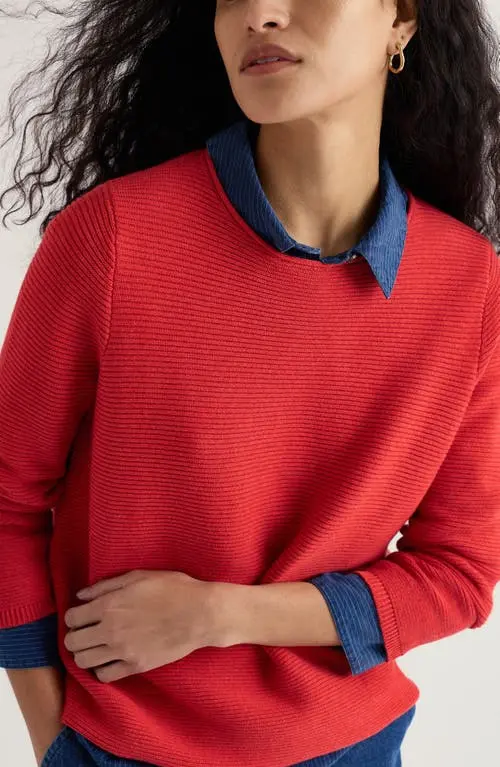 SEASALT CORNWALL Makers Rib Organic & Recycled Cotton Sweater - Tomato