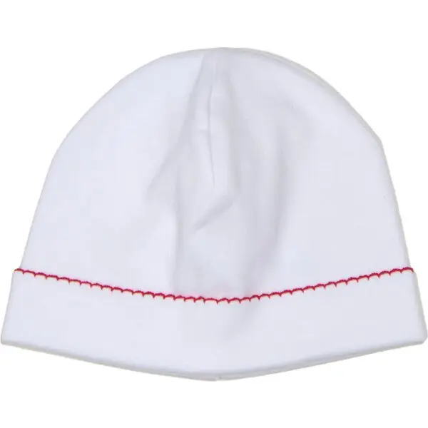 CUCLIE Hat With Picot Trim - White/red