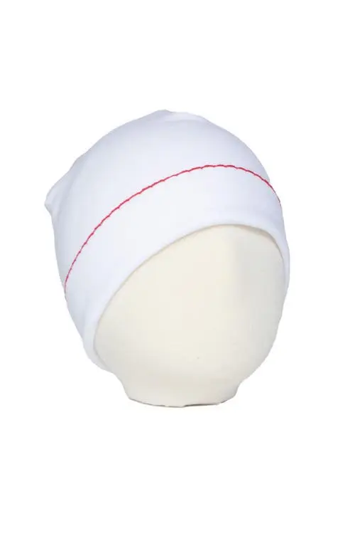 CUCLIE Hat With Picot Trim - White/red