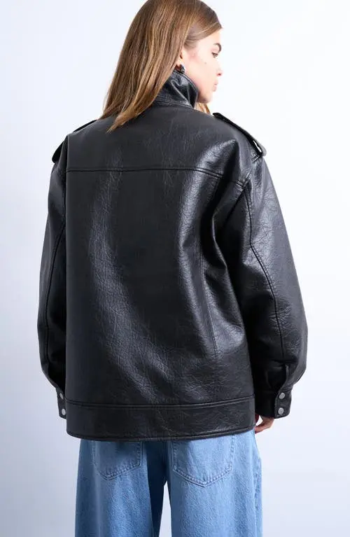 Topshop Oversized Faux Leather Jacket