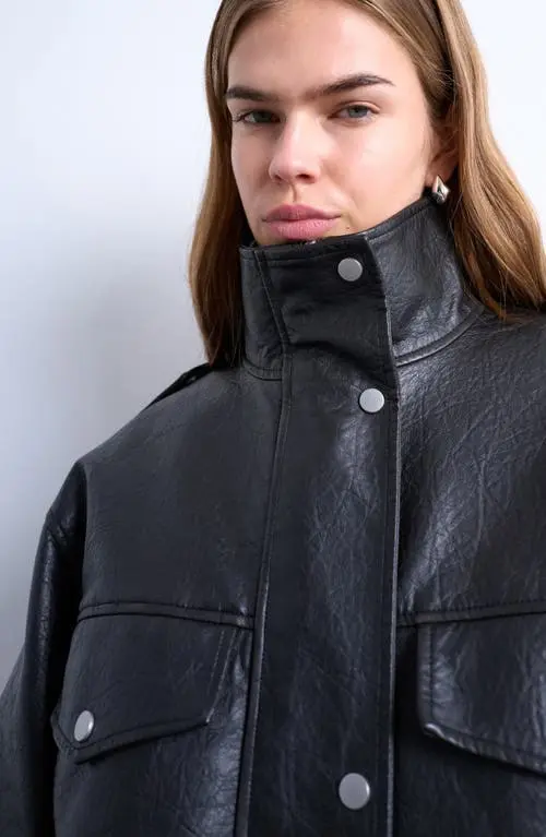 Topshop Oversized Faux Leather Jacket