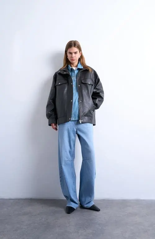 Topshop Oversized Faux Leather Jacket