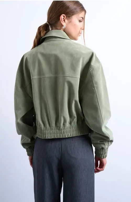 Topshop Flocked Crop Bomber Jacket