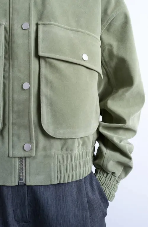 Topshop Flocked Crop Bomber Jacket