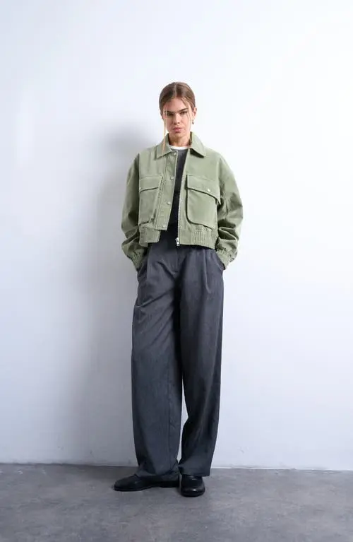 Topshop Flocked Crop Bomber Jacket