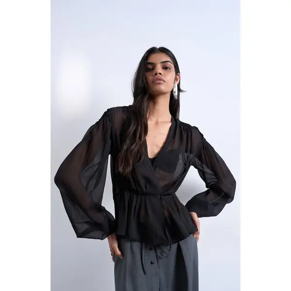 Topshop Sheer Peplum Top