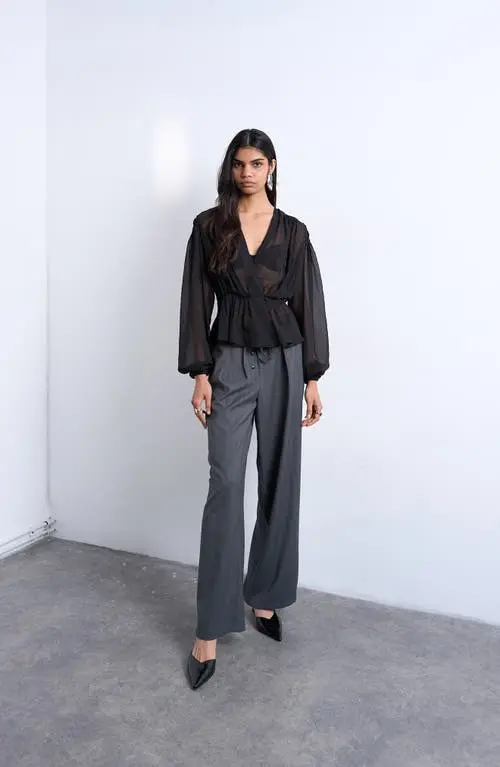 Topshop Sheer Peplum Top