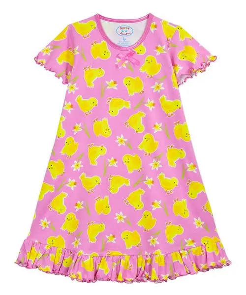 SARA’S PRINTS Short Sleeve Ruffle Nightgown - Hip Chick