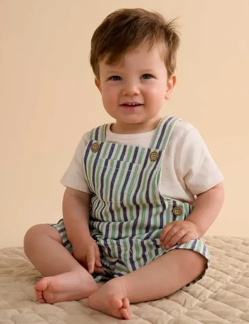 PUREBABY Striped Overalls