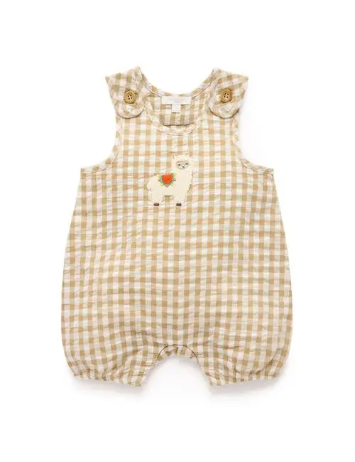 PUREBABY Gingham Llama Romper - Burrito Gingham