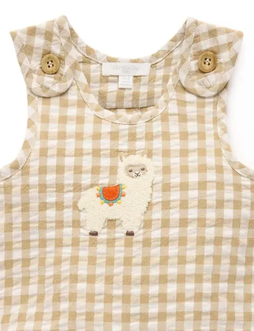 PUREBABY Gingham Llama Romper
