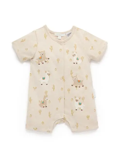 PUREBABY Llama Fiesta Short Romper - Cacti Print
