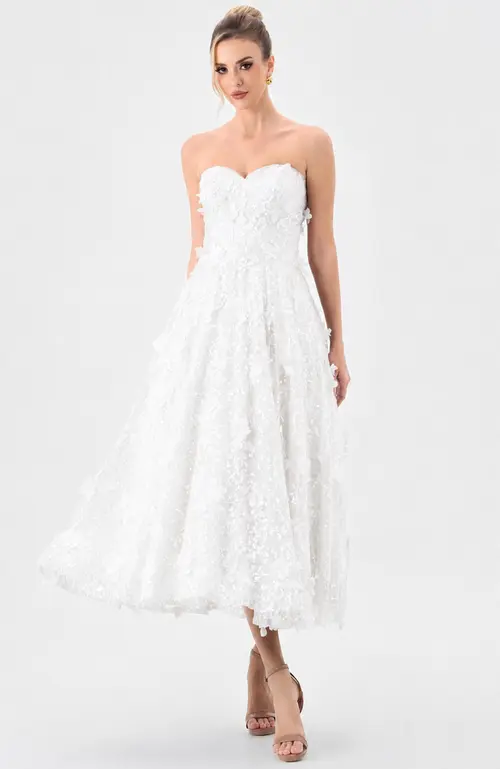 BARIANO Adela Sweetheart Petal Midi - White