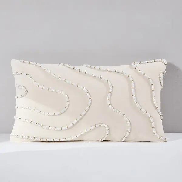 LUSH DECOR Yara Cotton Pillow Cover - Cream