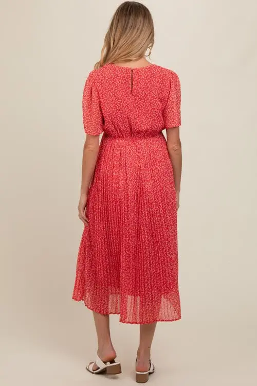 PINKBLUSH Floral Pleated Maternity Midi Dress