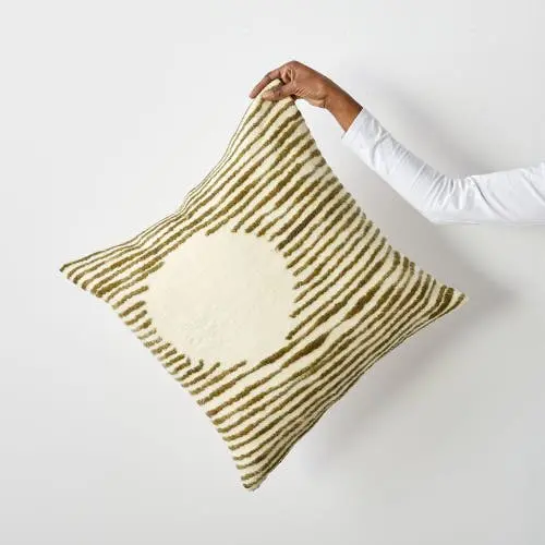 KANJU INTERIORS Full Moon Throw Pillowcover Only - Olive