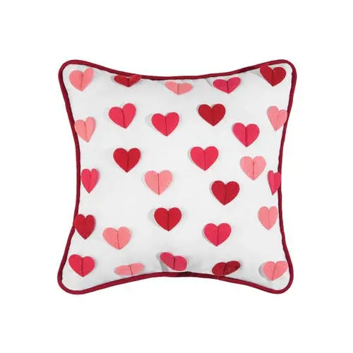 C&F HOME Heart Embroide Mini Valentine's Day Accent Pillow 10" X 10" - Red