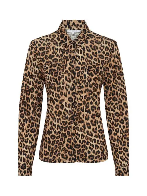 Gerard Darel Leopard Print Long Sleeve Shirt