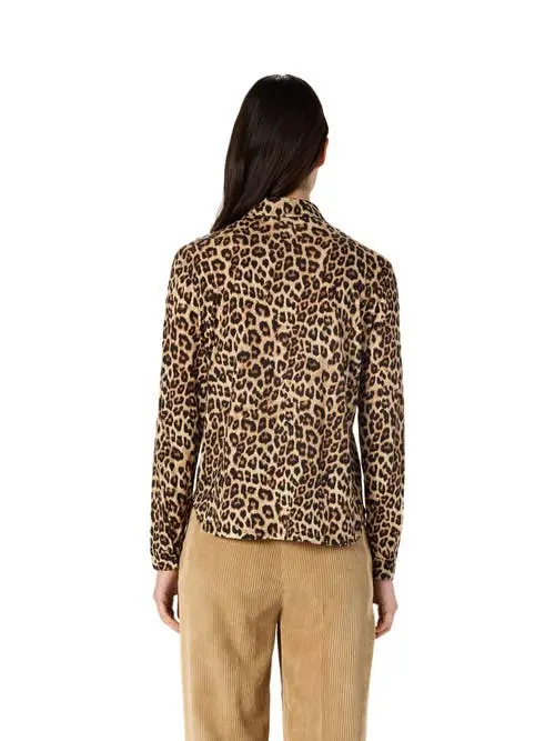 Gerard Darel Leopard Print Long Sleeve Shirt