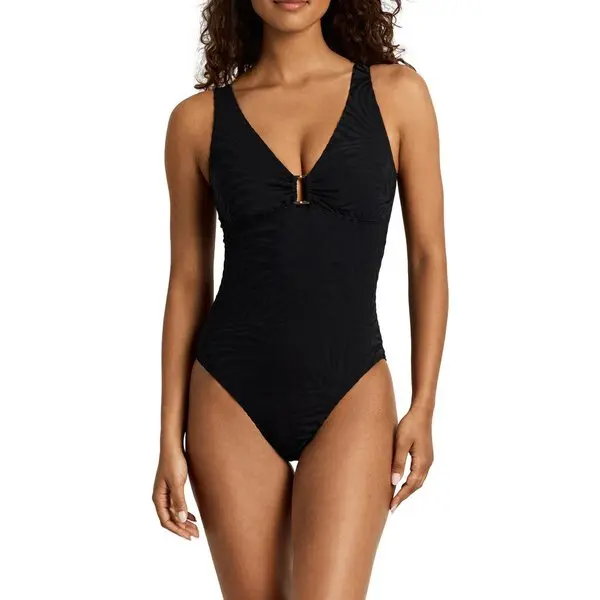 Ralph Lauren Ring Underwire One-piece Swimsuit - Black