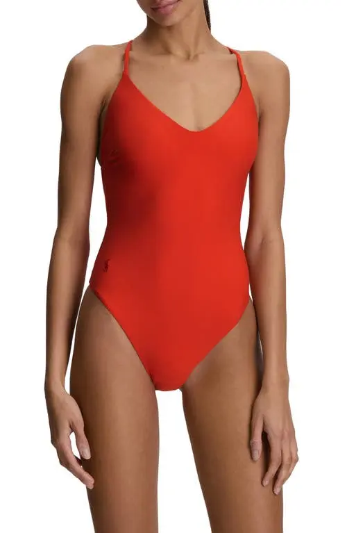 Polo Ralph Lauren Kennedy Cross Back One-piece Swimsuit - Bright Poppy