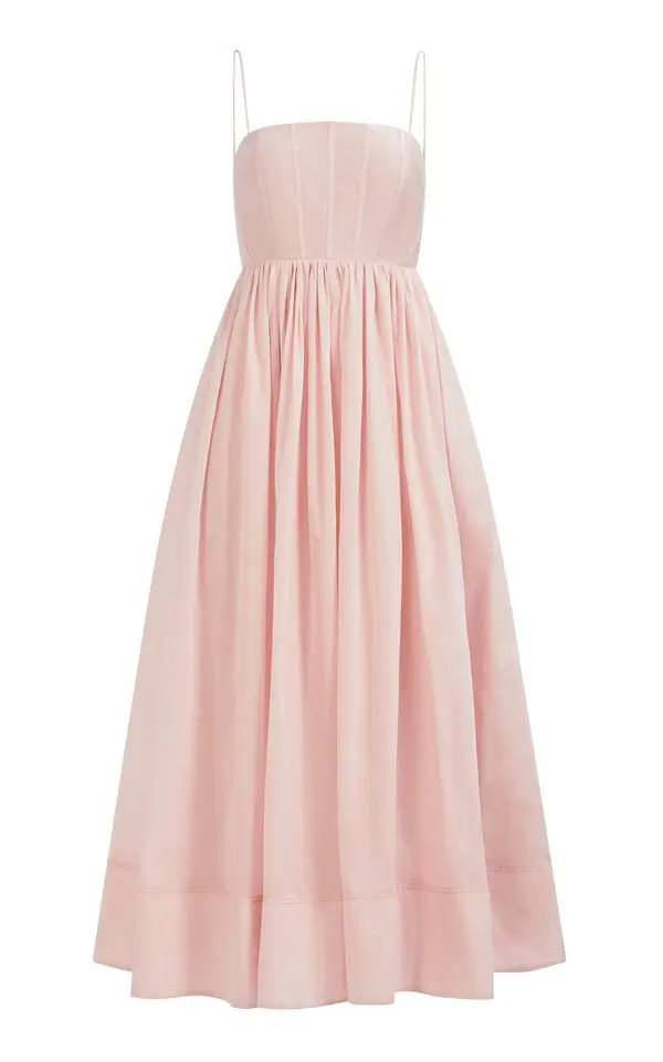 Aje Rosie Cotton-silk Midi Dress - Pink