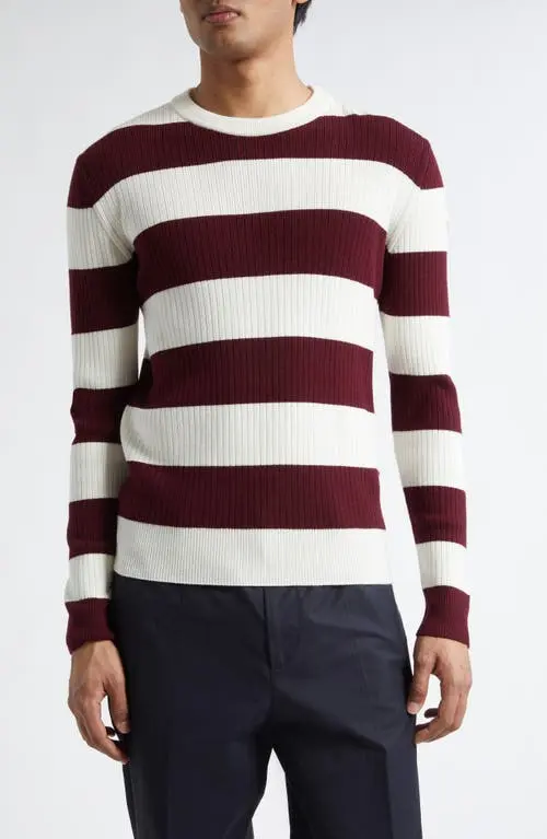 Moncler Striped Wool Sweater - Burgundy Stripe