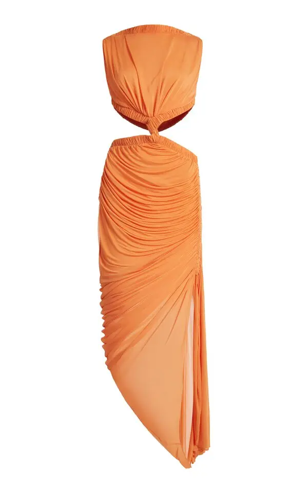 Christopher Esber Theia Cutout Ruched Maxi Dress - Orange