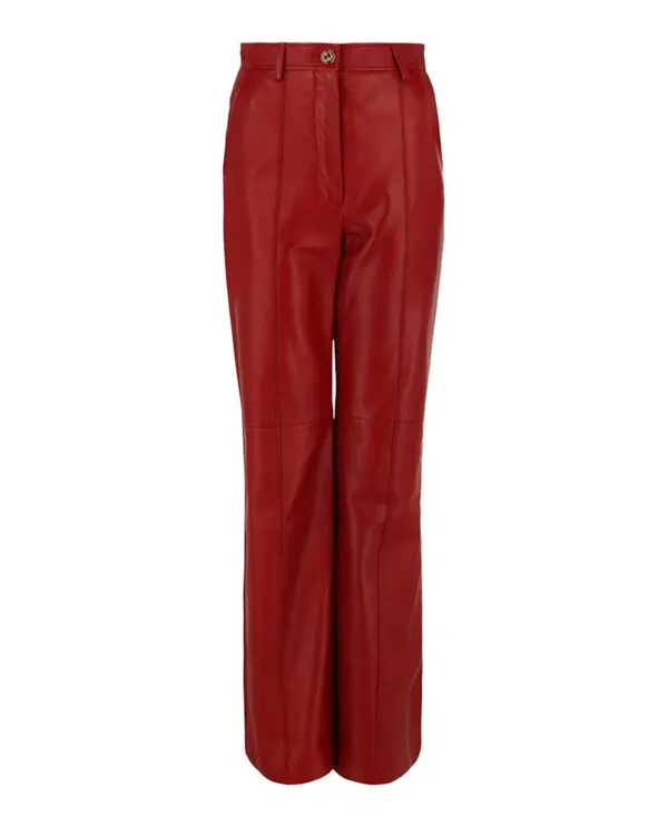 Gucci Leather Pleated Flare Pants