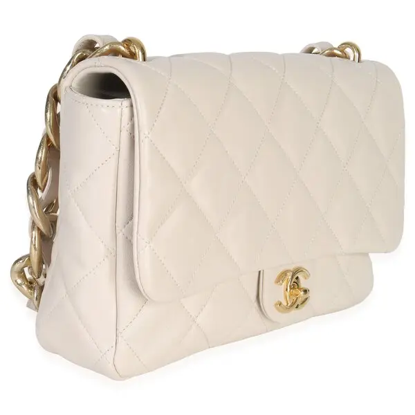 Chanel Quilted Lambskin Funky Town Flap Bag - Beige