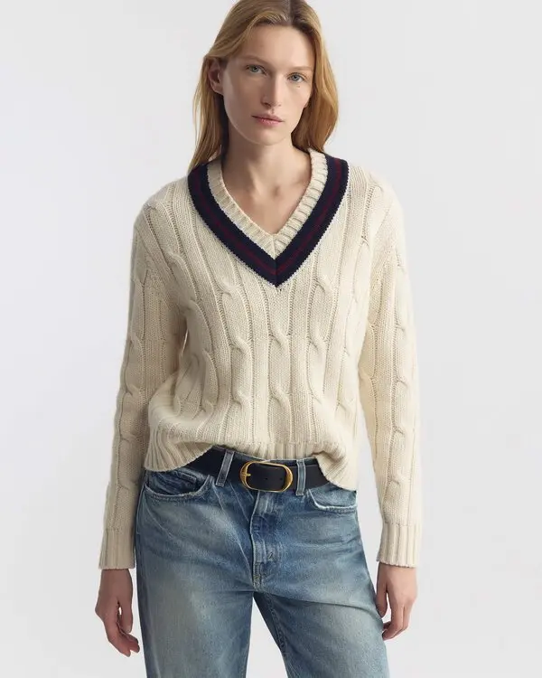 NILI LOTAN Fabiana Chunky Wool Cable-knit Sweater