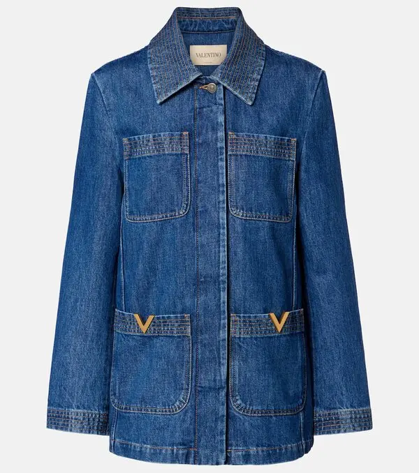 Valentino Garavani Vgold Denim Field Jacket - Blue