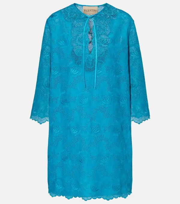 Valentino Garavani Broderie Anglaise Cotton Kaftan - Blue