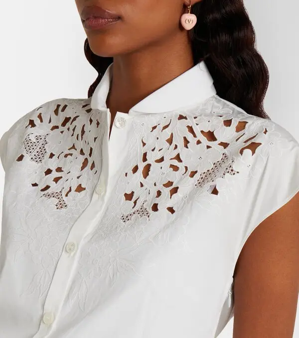 Valentino Garavani Guipure Lace-trimmed Cotton Midi Dress