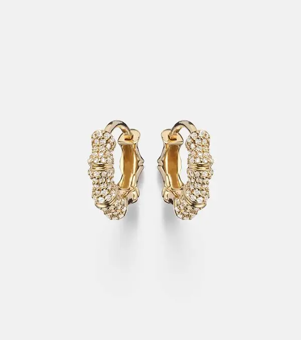 STONE AND STRAND 14kt Yellow And Diamond Hoop Earrings - Gold
