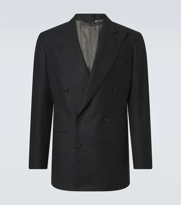 SAMAN AMEL Prince Of Wales Check Wool Flannel Blazer