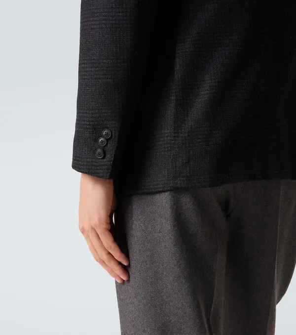 SAMAN AMEL Prince Of Wales Check Wool Flannel Blazer