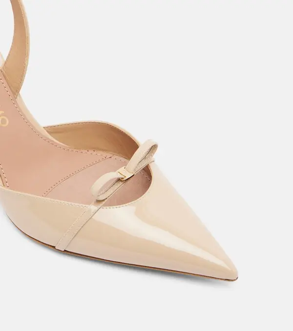 FERRAGAMO Bow-detail Patent Leather Slingback Pumps