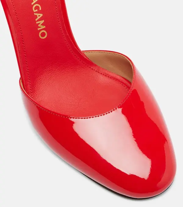 FERRAGAMO Patent Leather Ankle Strap Pumps - Red